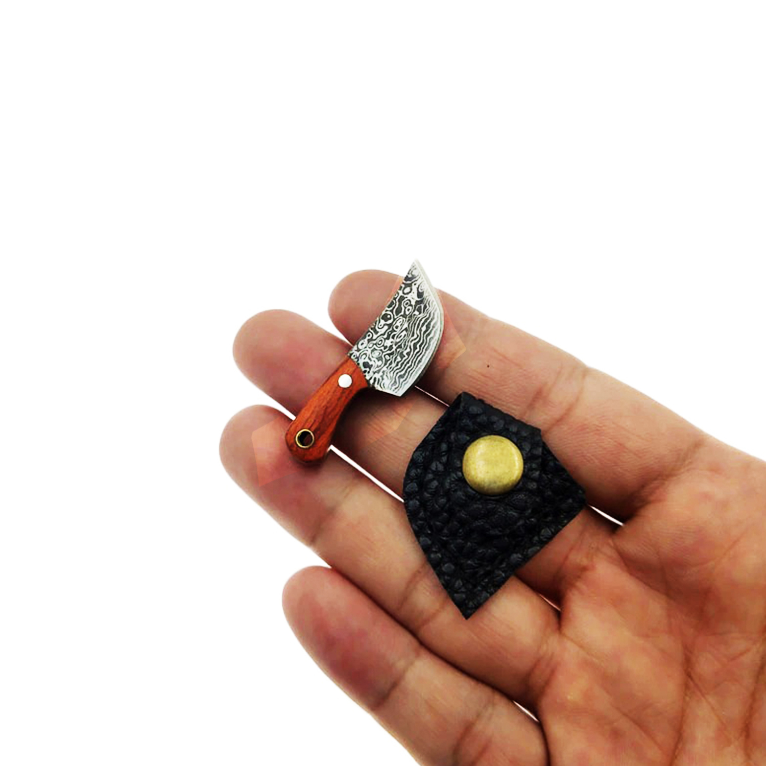 Smallest Knife World Working Tiny Real Miniature Fixed Damascus EDC