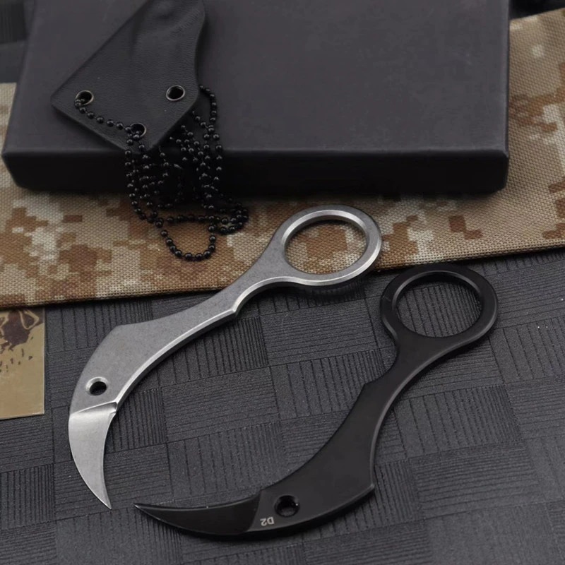 Karambit Claw Knife With Sheath D2 Blade Outdoor Full Tang Tool