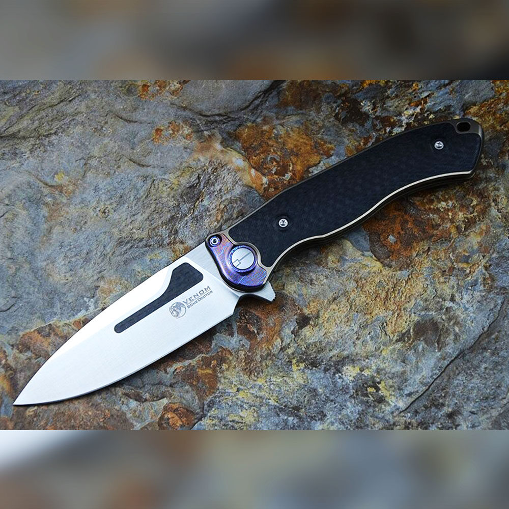 Kevin john VENOM BONE DOCTOR M390 Folding Knife Titanium scale
