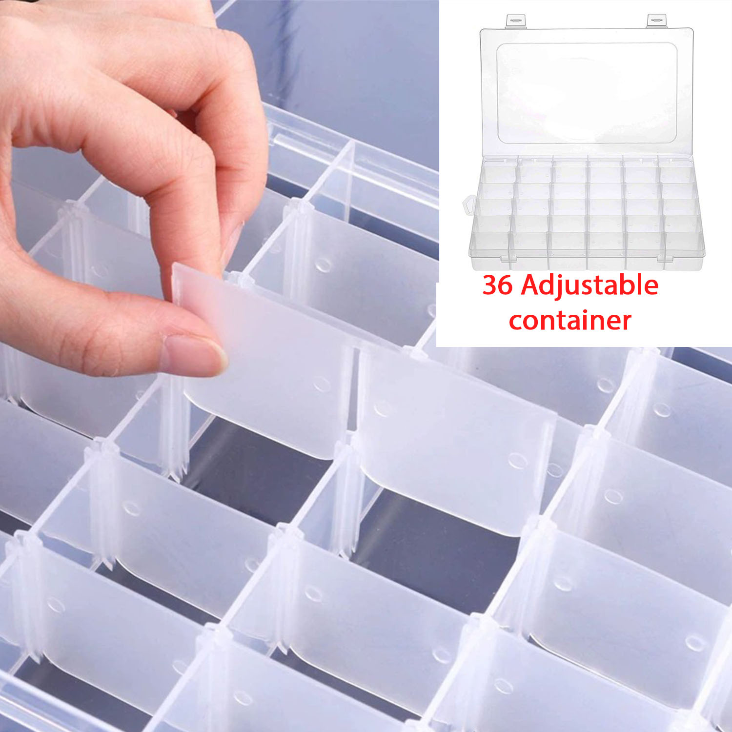 Knife Beads Collectible 36 Grids Plastic Box with Adjustable Dividers