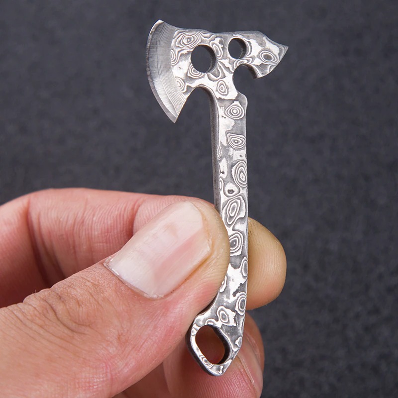 Miniature Axe Tomahawk Damascus Viking Tactical Small EDC