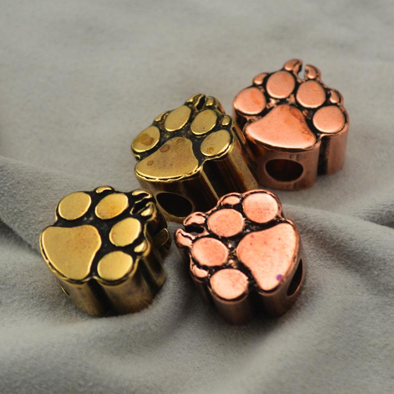 Dog Paw Knife Pendant Brass Bead Steel Flame Print Parachute Copper EDC ...