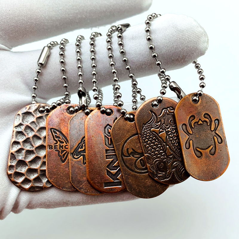 Dog Tags Steel Flame Copper EDC Custom Skull DIY for CNC Aftermarket